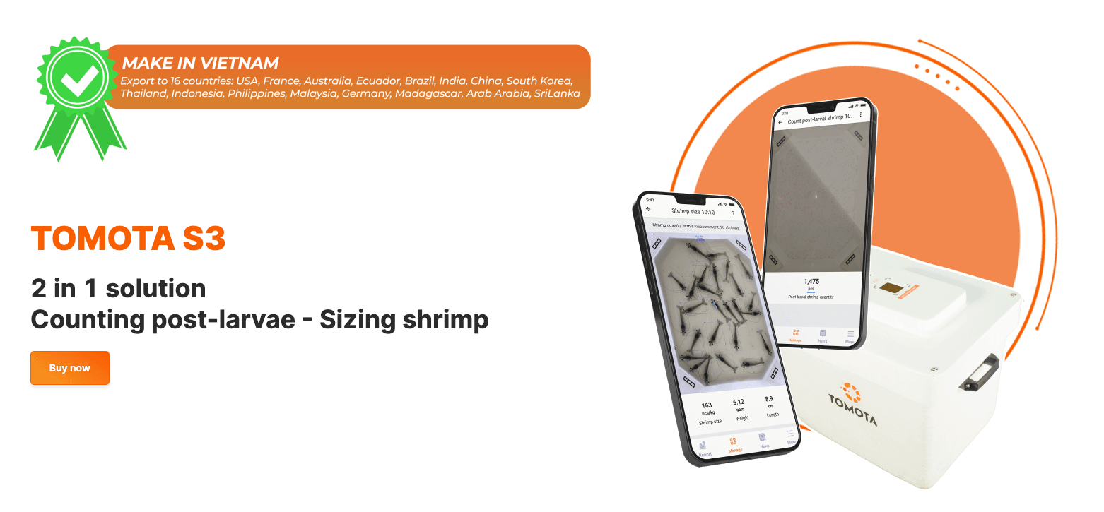 Tomota S3 - Managing growth rate and monitoring the health of farmed shrimp